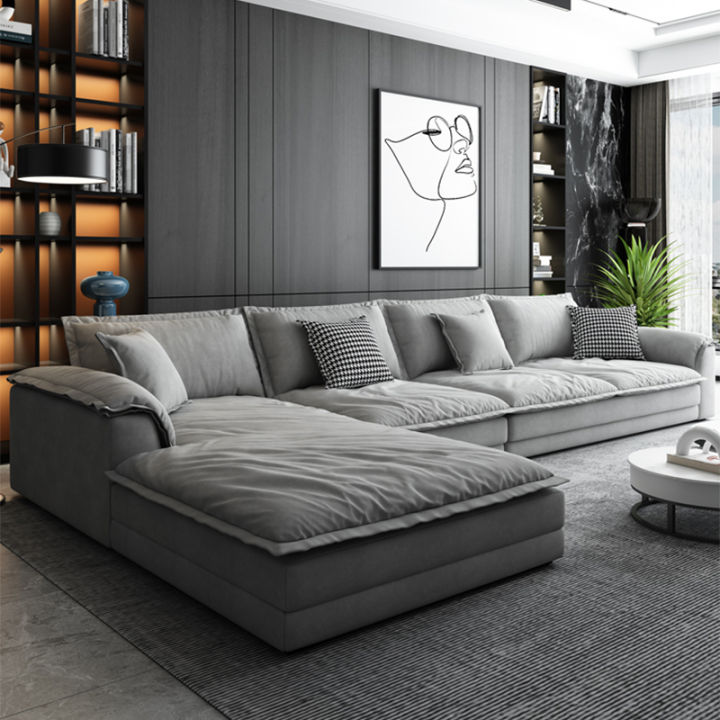 Brushed Velvet Technology Cloth Sofa Living Room Modern Minimalist down ...