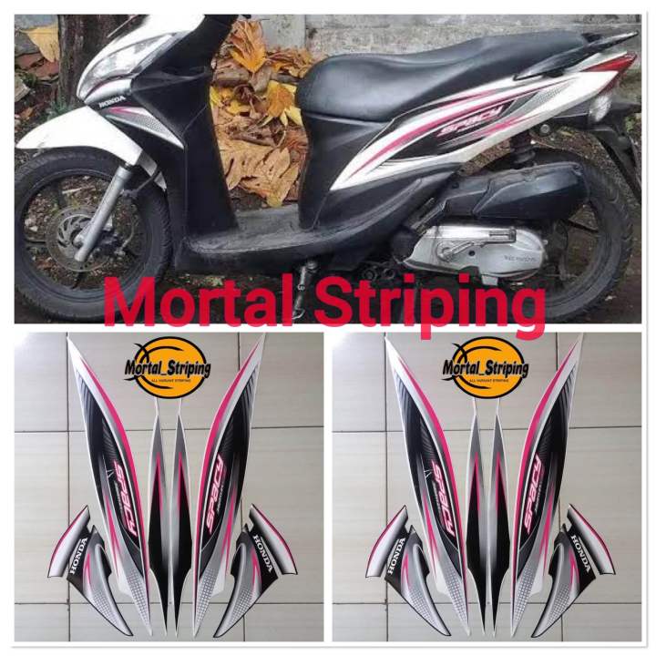 STIKER STRIPING LIS BODY HONDA SPACY 2011 2012 PUTIH PING PINK STANDAR ...