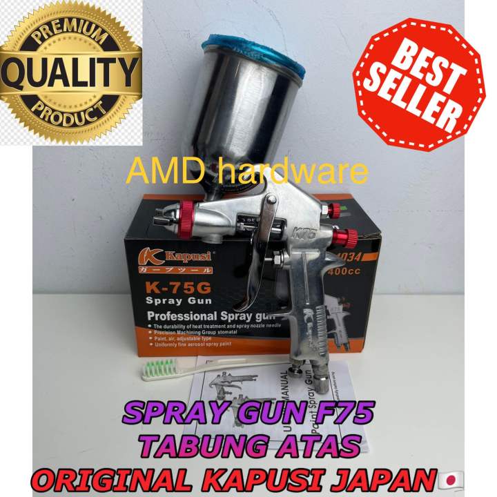 Spray Gun F75 Tabung Atas KAPUSI JAPAN Original Semprotan Cat Angin Kompresor F75GN 400 ML H&L F ...