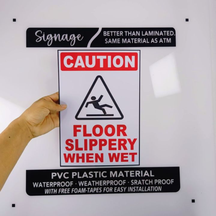 SIGNAGE - FLOOR SLIPPERY WHEN WET - RED - PVC PLASTIC MATERIAL SIGNAGE ...