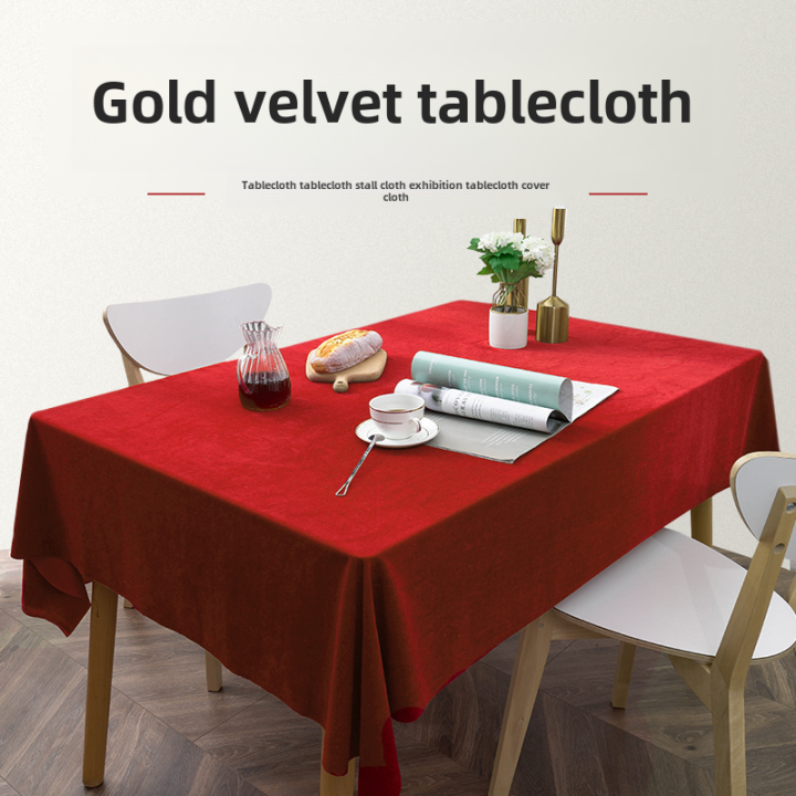 Gold Velvet Conference Tablecloth Hotel Rectangular Stall Red Velvet ...