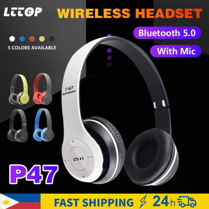 P47 Bluetooth Headphones Support TF Card/FM Stereo Radio MP3 Player ...