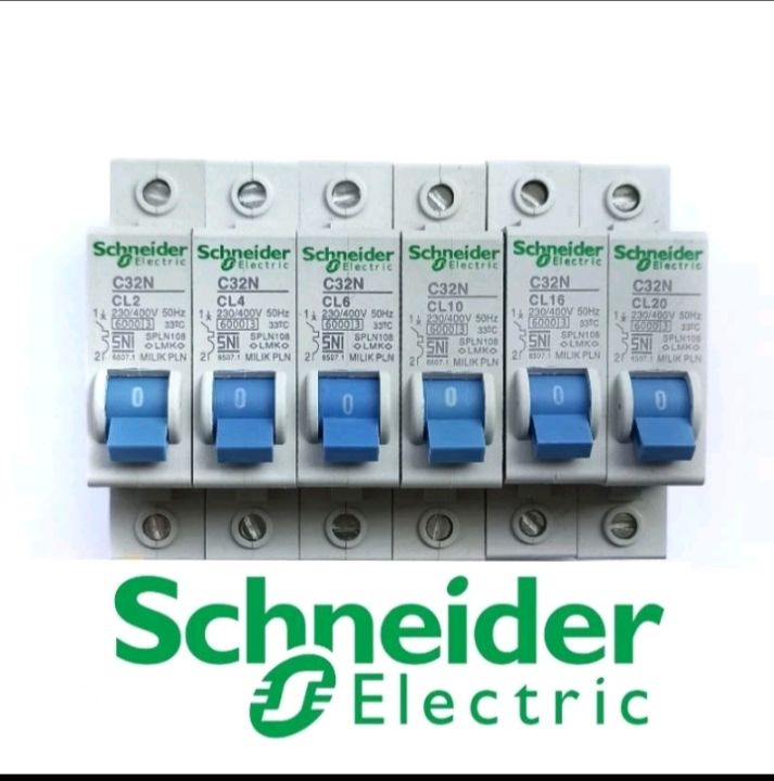 MCB SCHNEIDER 1 PHASE 2a 4a 6a 10a 16a C32N BIRU SPLN PEMUTUS ARUS KWH ...