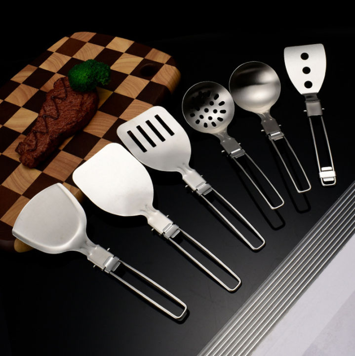 Spatula Stainless Steel Shovel Camping Cooking Utensils Foldable ...