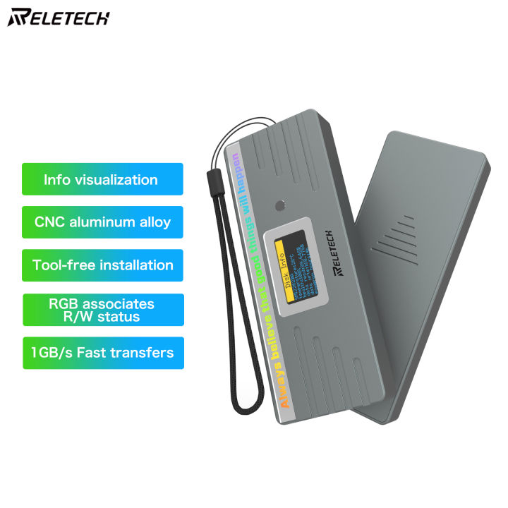 Reletech M.2 NVMe SSD Enclosure,USB 3.2 Gen 2 10Gbps, External M2 Solid ...