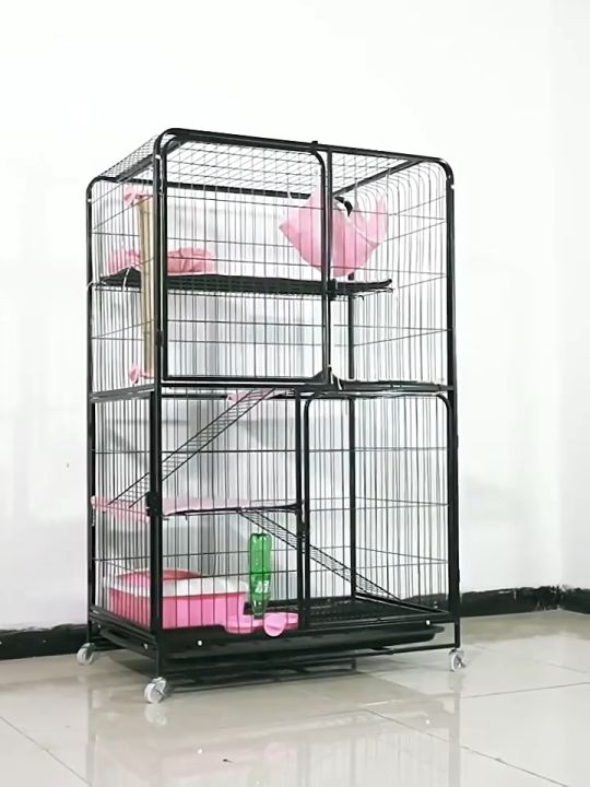 Mobile Cat Cage Large Sangkar Kucing Besar 2 3 Tingkat 4 Level Pets ...