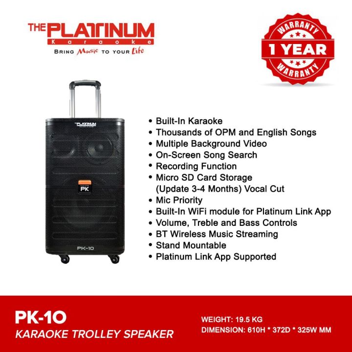 Platinum PK10 Ver 1.3 Trolley karaoke Speaker | Lazada PH