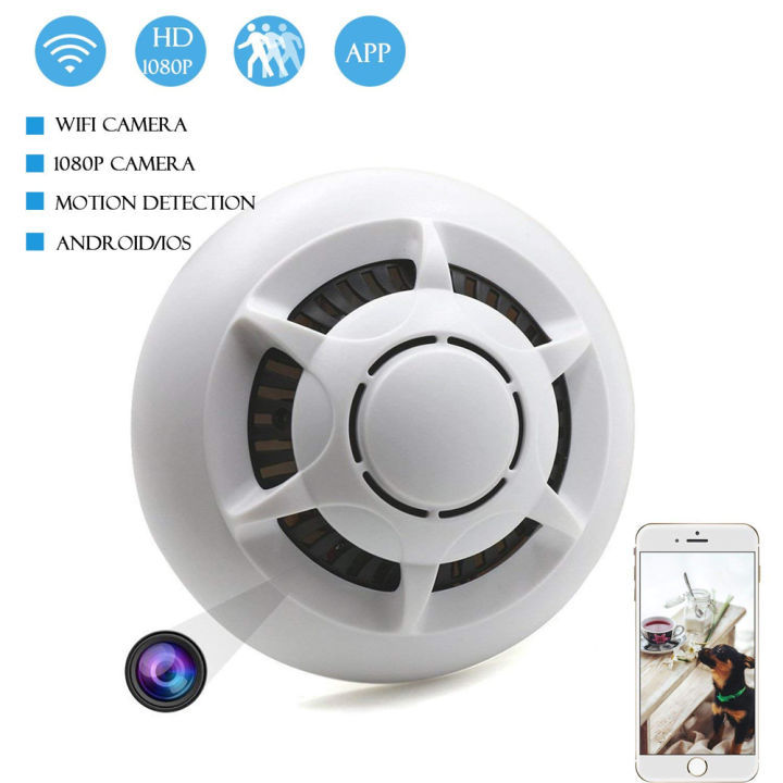 Hiden Smoke Alarm Design Mini Wifi Camera Home Hotel Ceiling HD 1080P ...