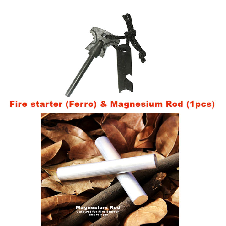 Survival Kit Outdoor Fire Starter Ferrocerium Rod Magnesium Flint Stone ...