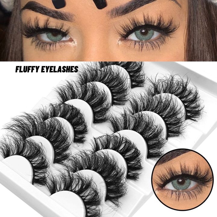 GROINNEYA 6 Pairs Eyelashes Faux Mink Eyelashes Dramatic Volume Lashes ...