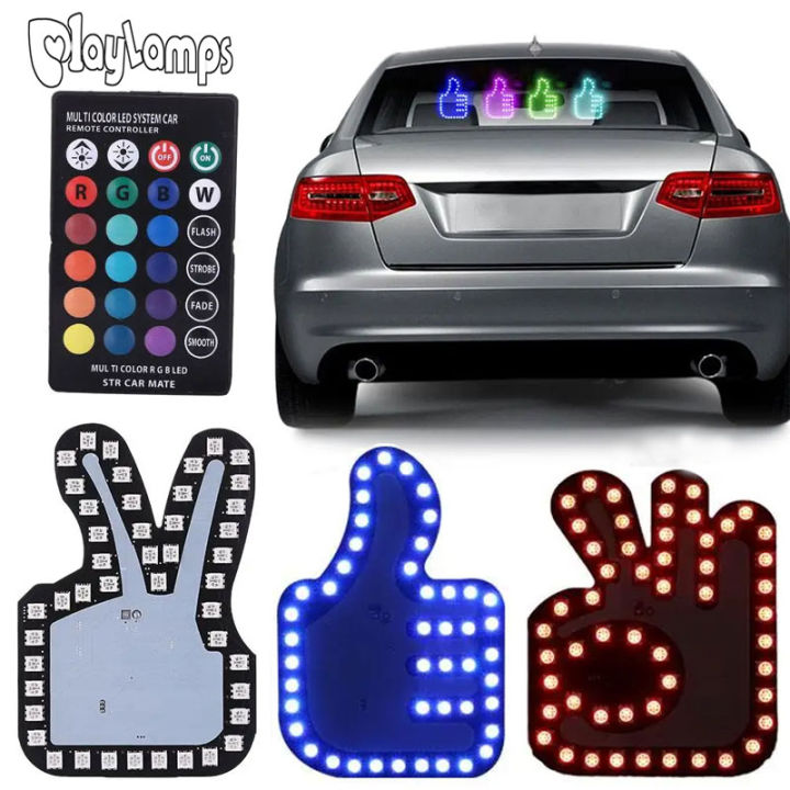 Newest LED Illuminated Gesture Light Car Finger Light With Remote Road ...