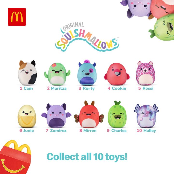 COMPLETE SET! 10PCS ORIGINAL (100%] SQUISHMALLOWS MCDONALDS HAPPY MEAL TOYS JUNE 2025 SEALED ...
