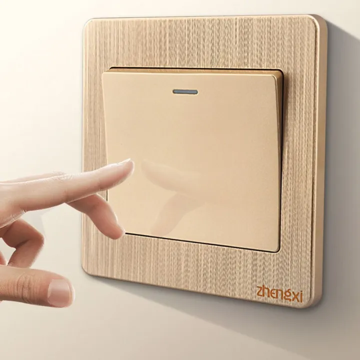Gold Wall Switches 1/2/3/4 Gang 1Way Button Wall Light Switch Panel On ...