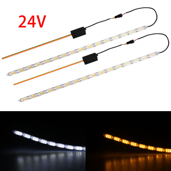 1 Pair 24V Flowing DRL LED Daytime Running Light Sequential Flexible LED Strip Turn Signal Lamp ...