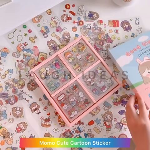 100 Pcs/Set MOMO Cute Cartoon Sticker Set PET Waterproof Journal ...