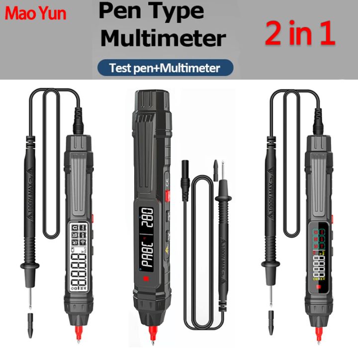 2 in 1 Pen Type Smart Digital Multimeter 4000 Counts Professional Meter ...
