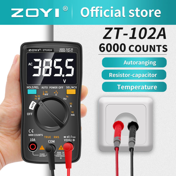 ZOYI เครื่องวัดกระแสไฟฟ้า ZT102/102A มัลติมิเตอร์แบบดิจิทัล6000เครื่อง ...