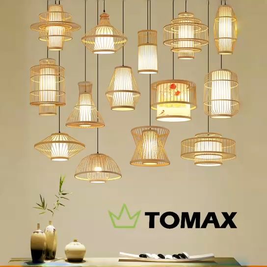 "TOMAX Handwoven Rattan Chandelier – Japanese-Style Bamboo Pendant ...