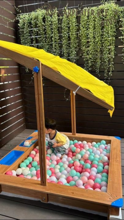 Outdoor Sandpit กระบะทรายเด็ก พร้อมหลังคา/กระบะเล่นทราย Montessori ...