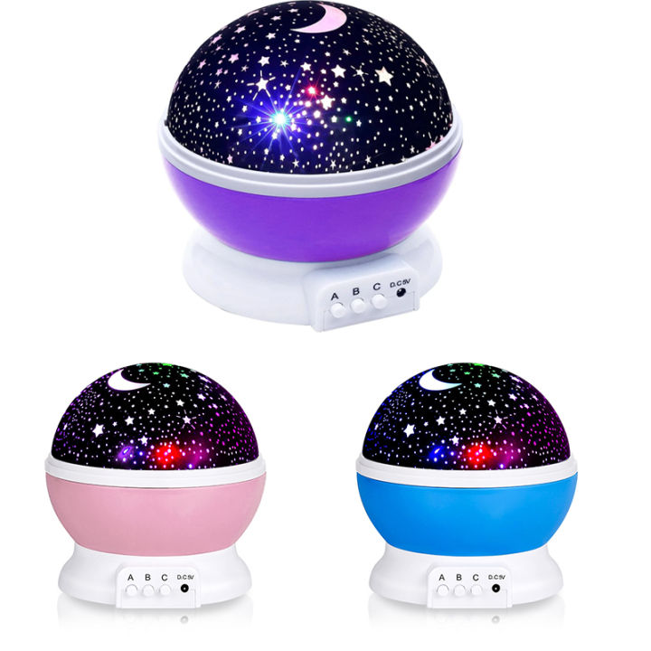 WooodPow Stars Starry Sky LED Night Light Star Moon Light Rotating ...