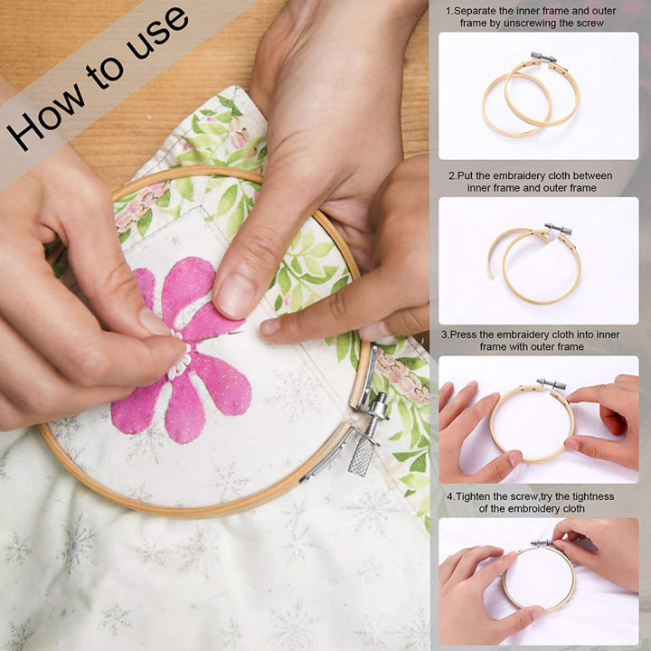 10-24cm Wooden Bamboo Embroidery Frame Oval Embroidery Hoop Ring Cross ...