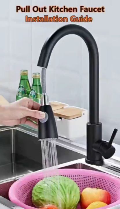 304 Stainless Steel Faucet Retractable Water Tap Rotating Pull-Out Hot ...