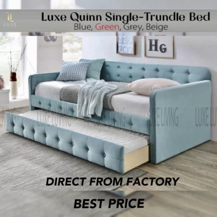 LUXE: Quinn Chesterfield Single Trundle Day Bed Frame / Pull out Bed ...