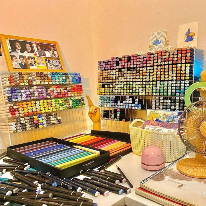 Acrylic Marker Pen Holder Slanted Insert Stationery Store Art Display ...