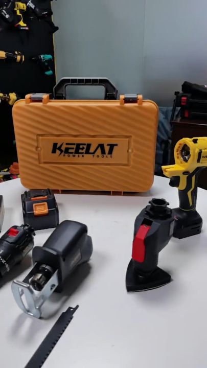 KEELAT 9 in 1 Brushless Impact Drill Cordless Can DIY Reciprocating Saw ...
