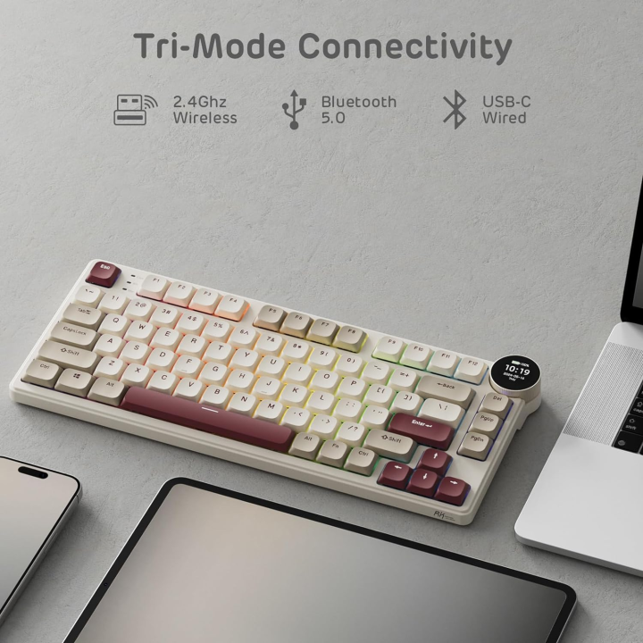 RK ROYAL KLUDGE N80 Wireless Keyboard Low Profile Top Mount Mechanical ...