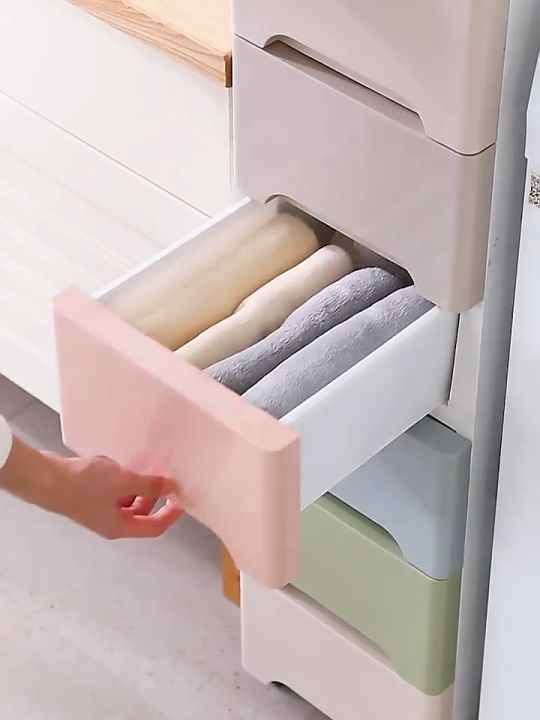 JDEE เพิ่มหนา ตู้ลิ้นชักพลาสติก ลิ้นชักเก็บของ ลิ้นชักเก็บผ้า มี5สี สี ...