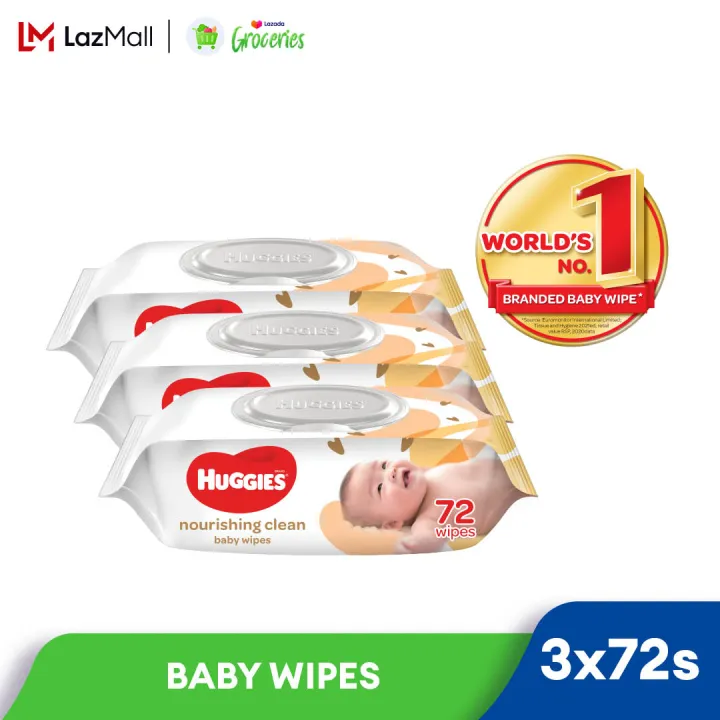 Huggies Baby Wipes Nourishing Clean Wet Wipes Tissue 72sx3 Lazada Lazada