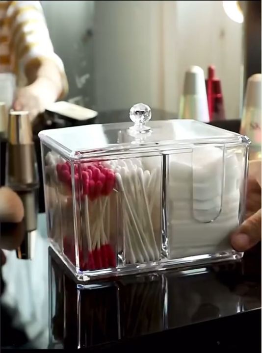 Cosmetic Cotton Storage Box Transparent Acrylic cotton buds organizer ...