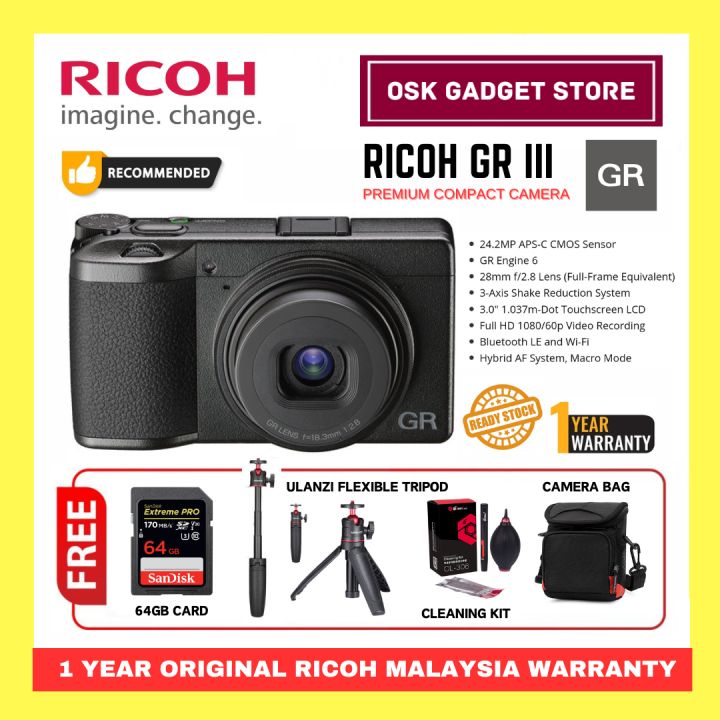 Ricoh GR III GRIII GR3 Premium Digital Compact Camera | 24MP APS-C CMOS ...