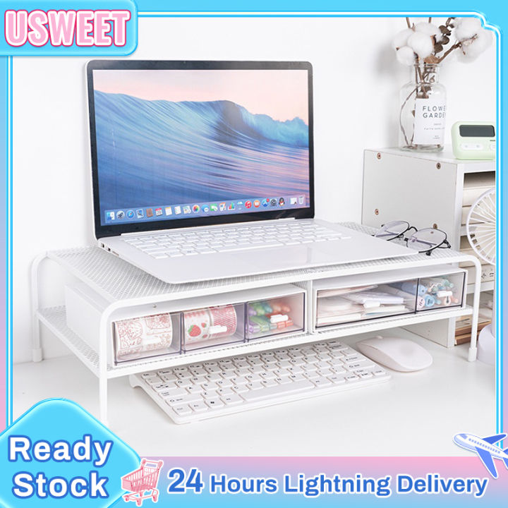 【USWEET】Wrought Iron Desktop Rack Computer Elevated Monitor Stand ...