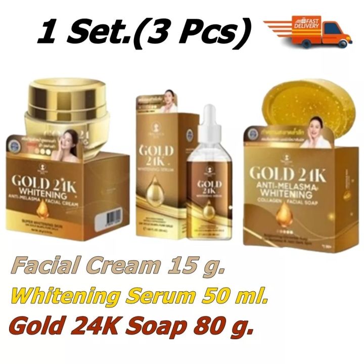 Set Gold 24K Whitening Anti- Melasma Facial Cream+Precious Skin Serum ...