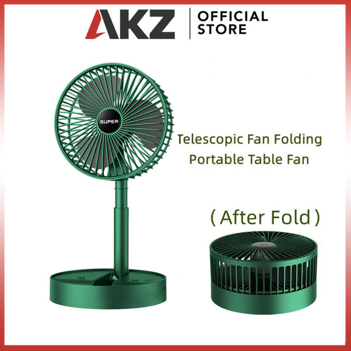 AKZ Desk Electric Fan Small Folding Fan with USB Charging Rechargeable ...