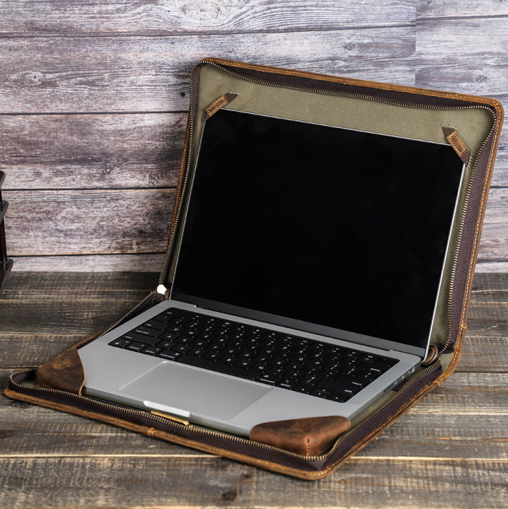CONTACT'S FAMILY Genuine Cowhide Leather Laptop Cover For Macbook Pro ...