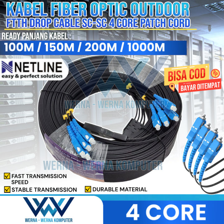 NETLINE KABEL FIBER OPTIK FO SC 4 CORE PRECON FTTH 50 / 100 / 150 / 200 ...