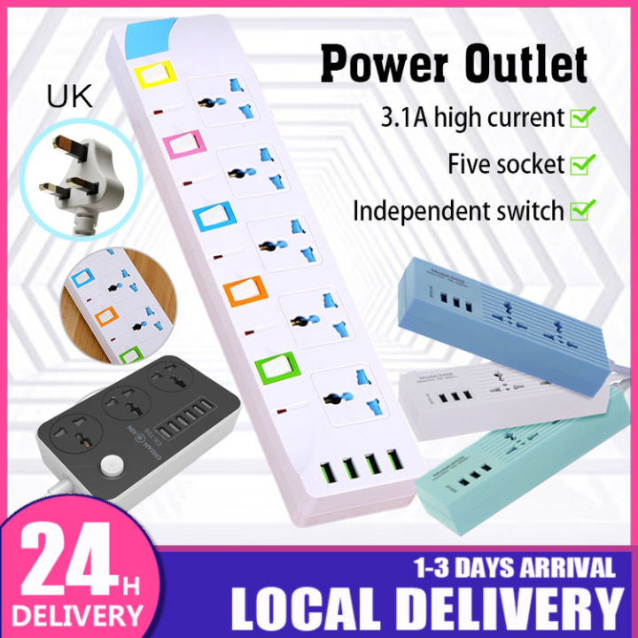 2 5m Portable Extension Trailing Socket Extension Plug Adapters Fast Charging Power Socket Uk