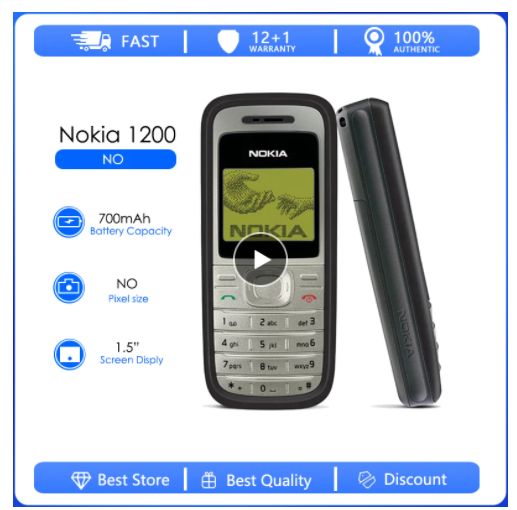 For Nokia 1200 Mobile Phone Original Unlocked Feature Keyboard Basic ...