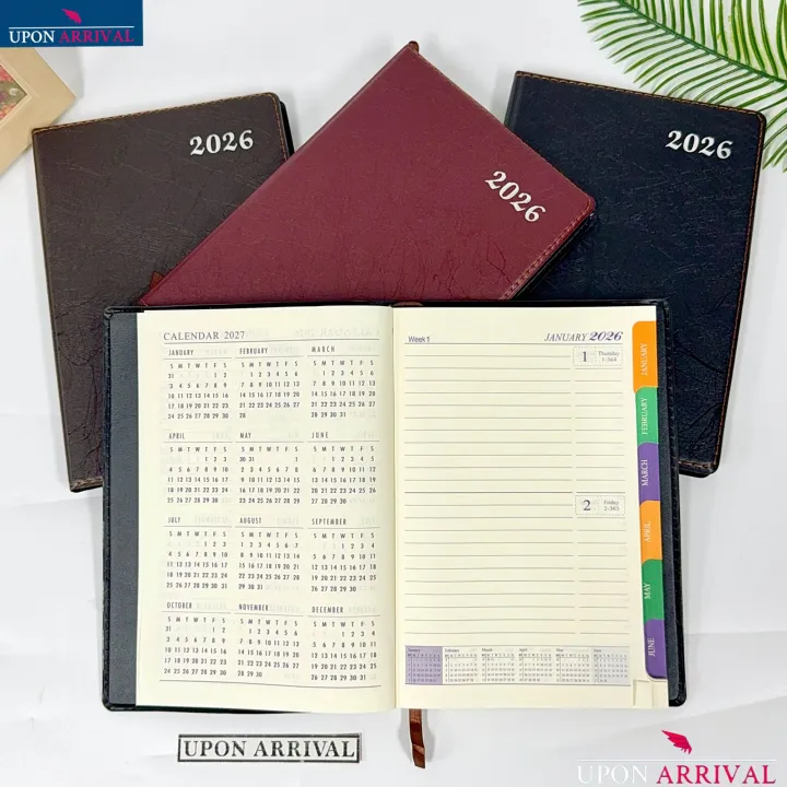 Notebook Planner Year 2026 Leather Cover Journal Planner Calendar Daily ...