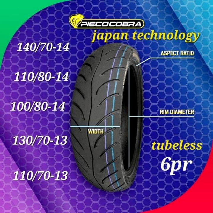 PIECO COBRA NMAX TIRE 110/70-13, 130/70-13 TUBELESS TIRE | Lazada PH