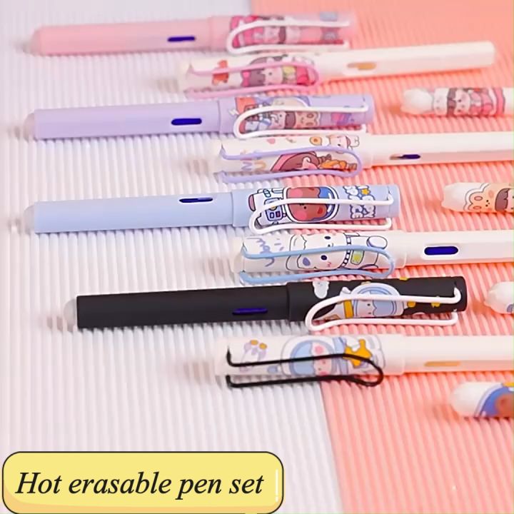 Erasable Pen Set Replaceable Ink Pens Clicker Capsule Fountain Pen 2 ...