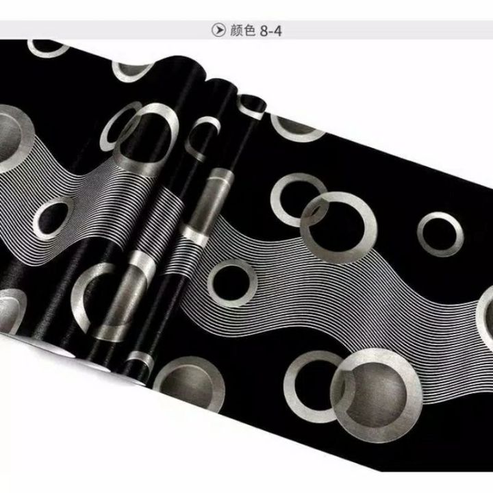 wallpaper dinding motif pulkadot silver ds hitam 10m x 45cm | Lazada ...