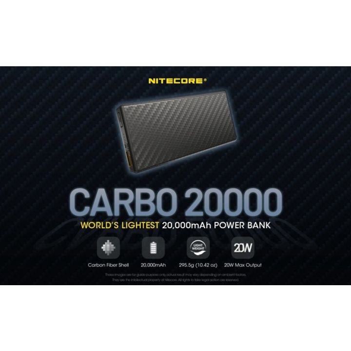 NITECORE CARBO 20000 20000mAh Lightweight Carbon Fiber 20W USB-C ...
