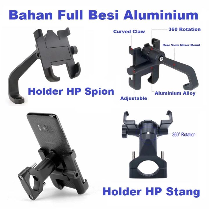 Holder HP Hand Phone Sepeda Motor Stand Handphone Senderan Dudukan Hape Alat Penyangga Spion ...