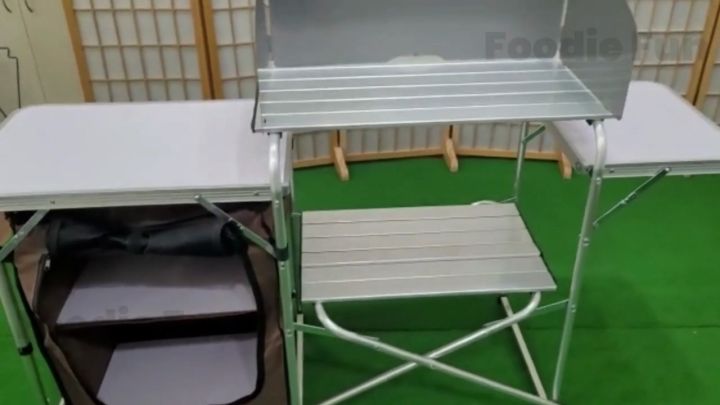 Camping Outdoor Kitchen Table Mobile Cabinet Foldable Folding Cooking ...