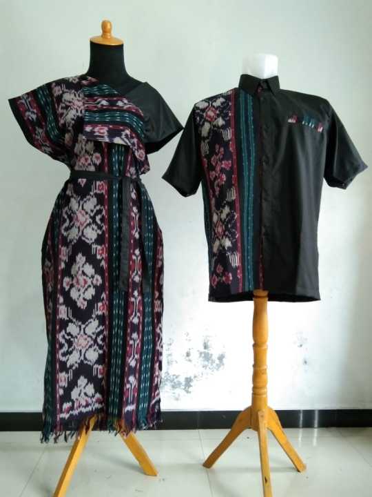 couple tenun dress aurora seragam kantor batik kondangan sarimbit set ...