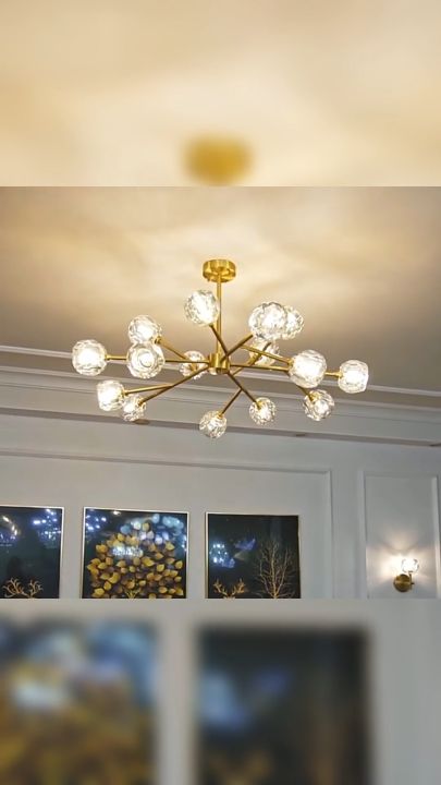 Modern Chandelier Ceiling Light Sala Tricolor Crystal Drop Light ...